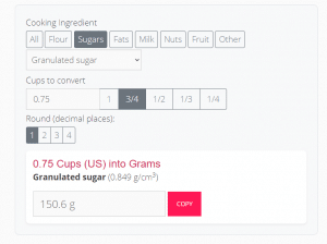 Cups to Grams Converter - Miss Vickie