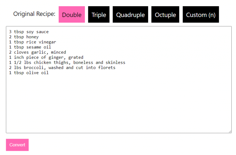 Custom Recipe Multiplier Calculator - Miss Vickie
