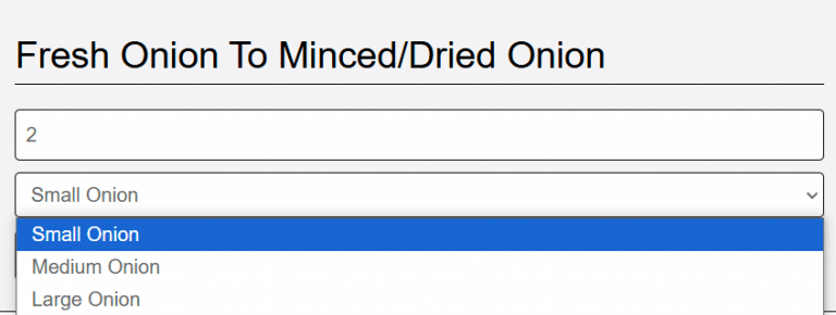 Fresh Onion, Minced and Dried Onion Converter - Miss Vickie
