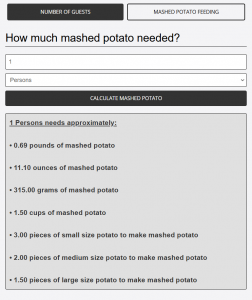 Mashed Potato Per Person and Portion Calculator - Miss Vickie
