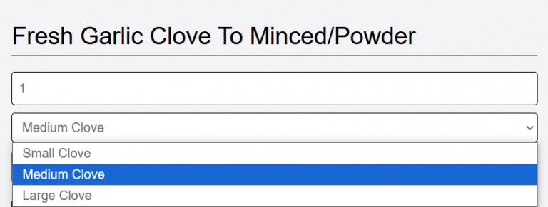 Fresh Garlic Clove, Minced and Powder Converter - Miss Vickie