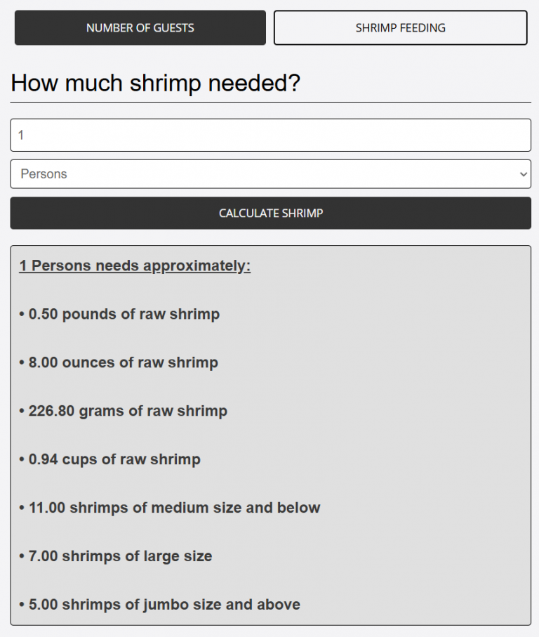 Shrimp Per Person and Portion Calculator - Miss Vickie
