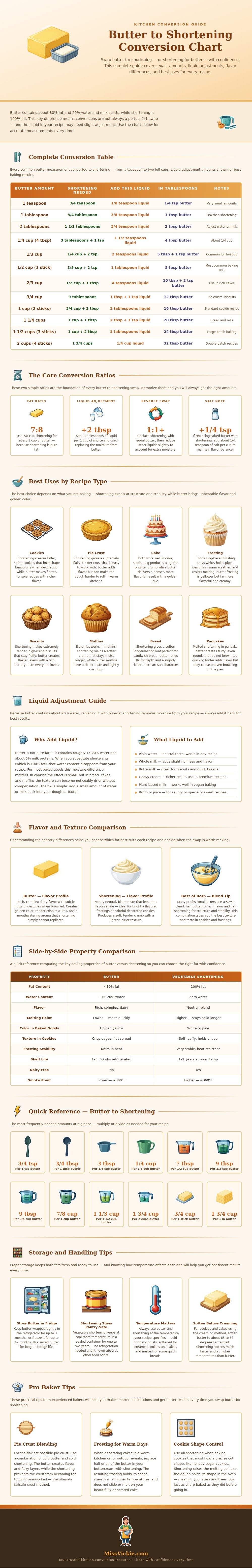Butter To Shortening Conversion Chart - Miss Vickie