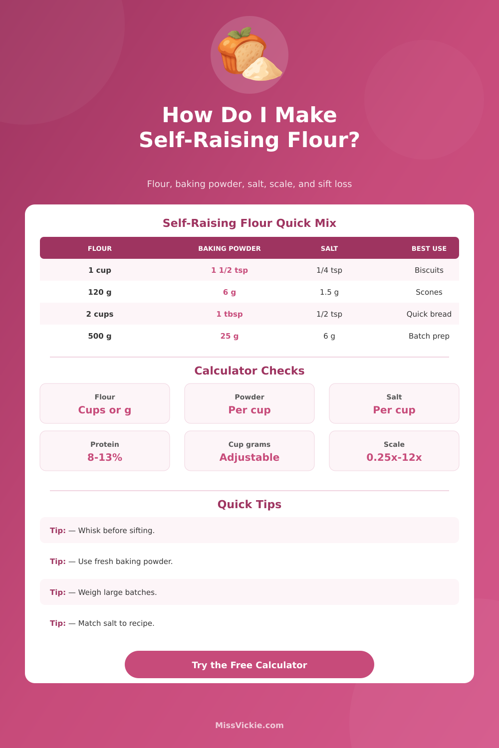 Self-Raising Flour Calculator - Miss Vickie